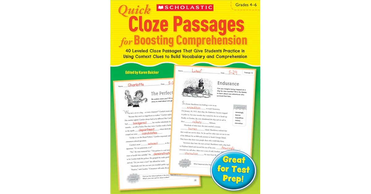 Quick Cloze Passages for Boosting Comprehension: Grades 4-6 by ...