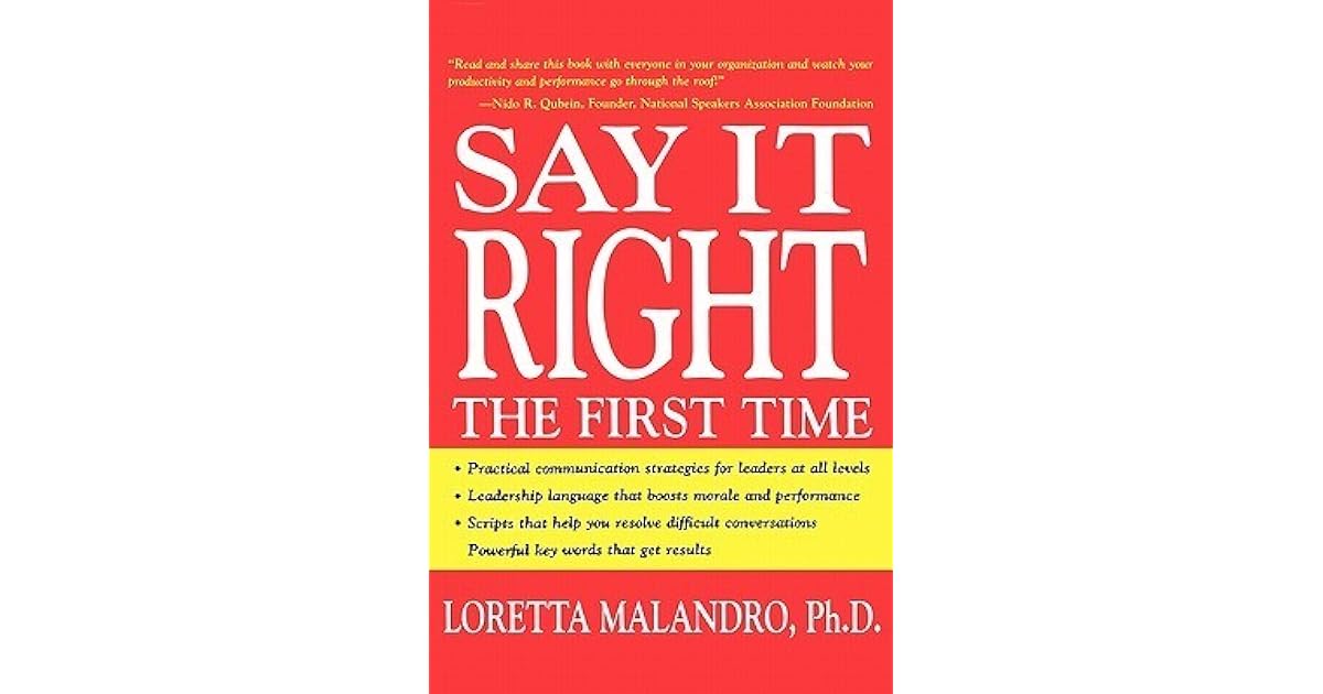Say It Right the First Time by Loretta Malandro