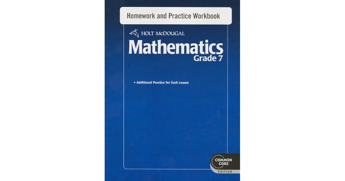 Holt McDougal Mathematics Homework And Practice Workbook Grade 7 By