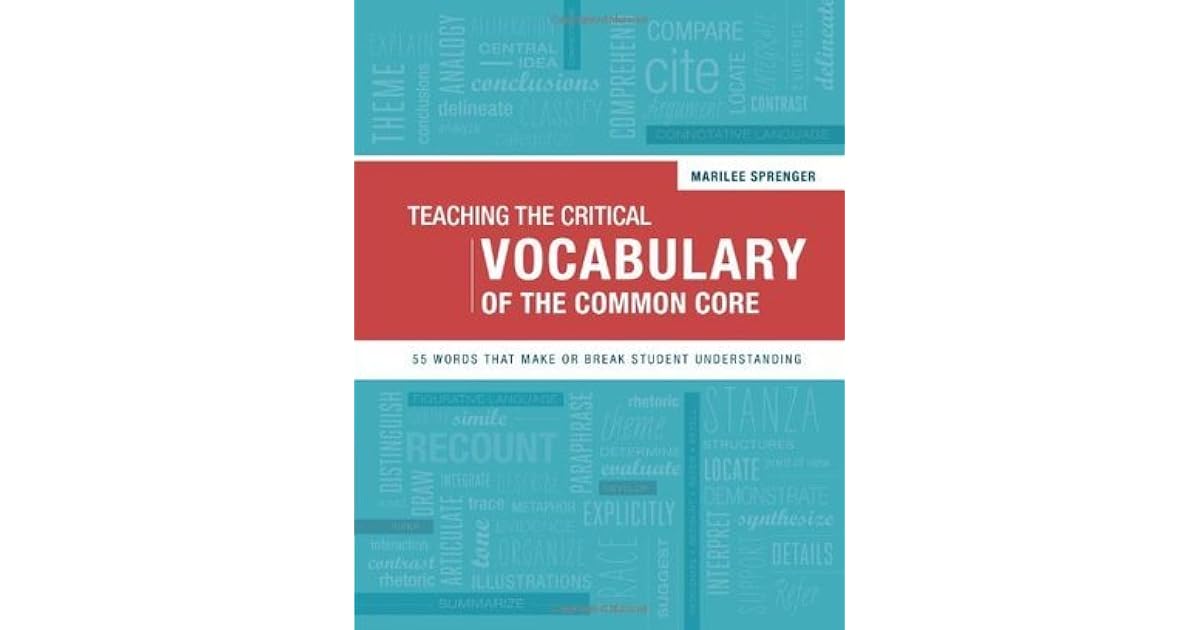 Teaching the Critical Vocabulary of the Common Core: 55 Words That Make ...