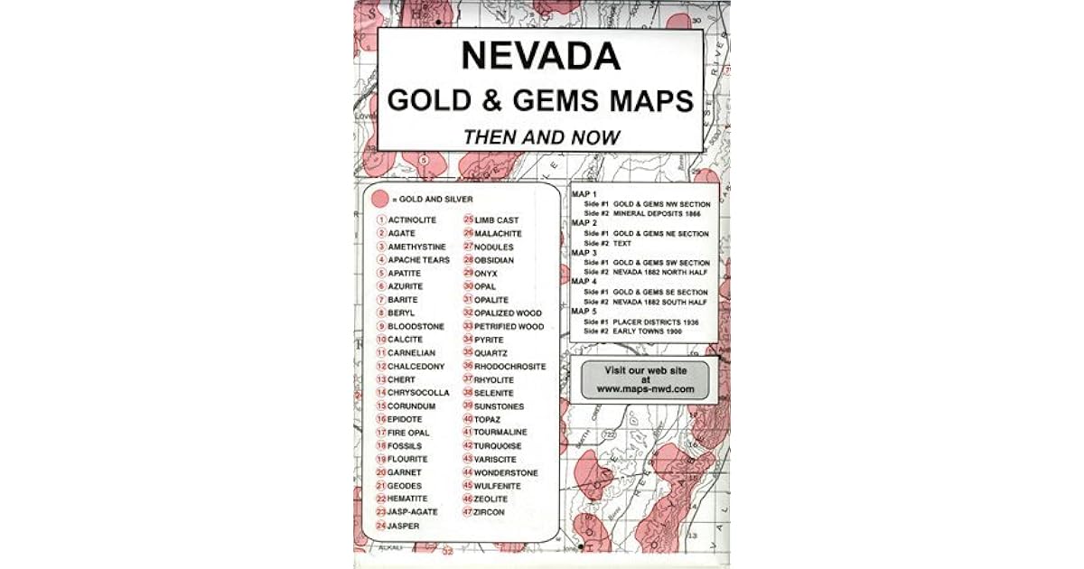 Nevada, Gold & Gems, 5 Map Set Then & Now by R. Preston