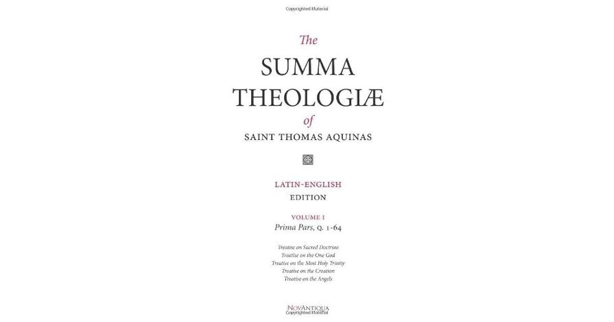 The Summa Theologiae Of St. Thomas Aquinas: Latin-English Edition ...