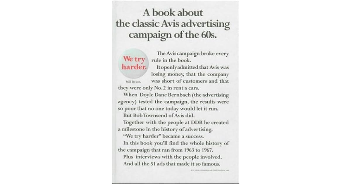 A Book About The Classic Avis Advertising Campaign Of The 60s by Henri ...
