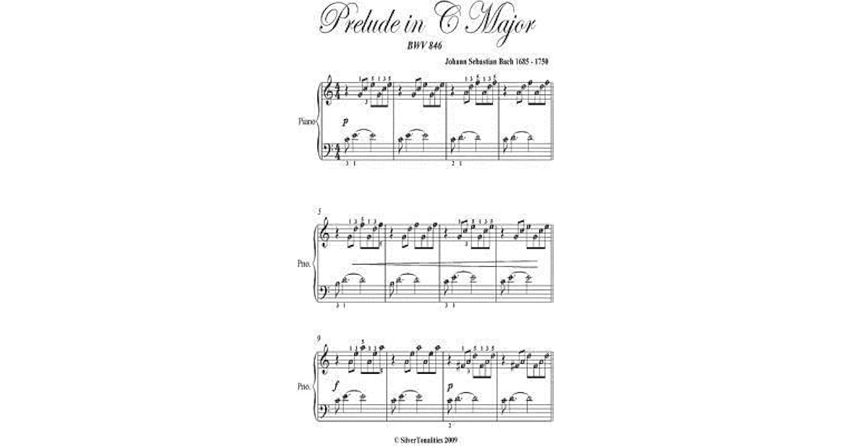 Prelude in C Major Easy Piano Sheet Music by Johann Sebastian Bach
