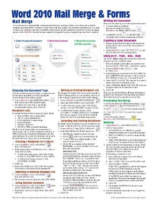 Microsoft Word 2010 Mail Merge & Forms Quick Reference Guide by Beezix Inc.