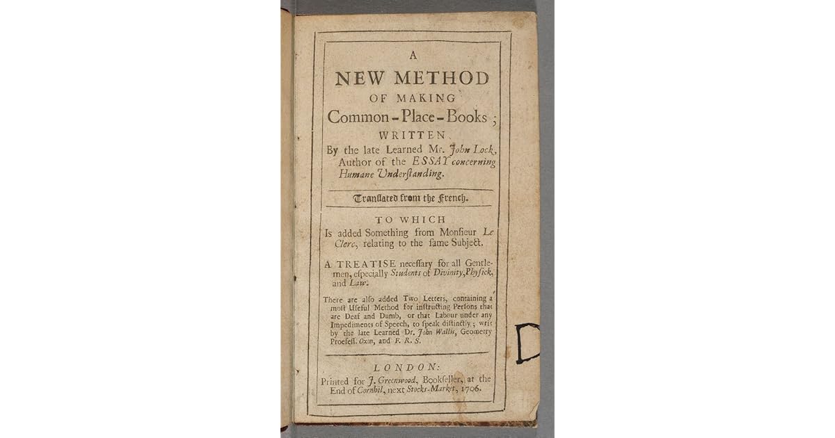 A New Method of Making Common-Place-Books by John Locke