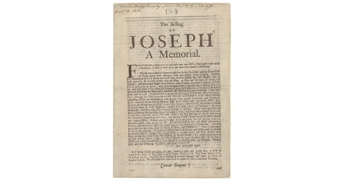 The Selling Of Joseph by Samuel Sewall