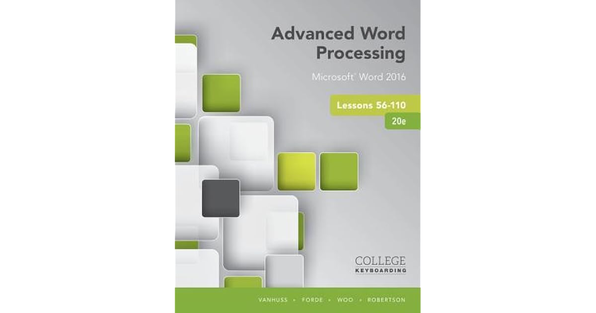 Advanced Word Processing Lessons 56 110 Microsoft Word 2016 By Susie H