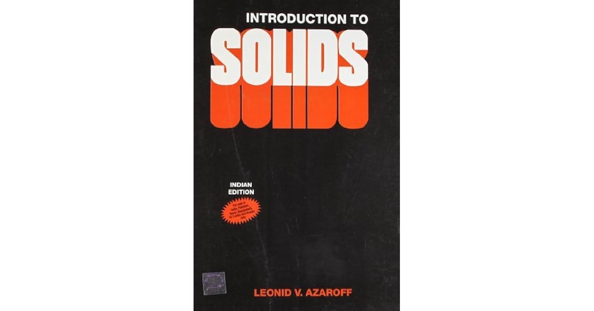 Introduction to Solids. by Leonid V. Azaroff