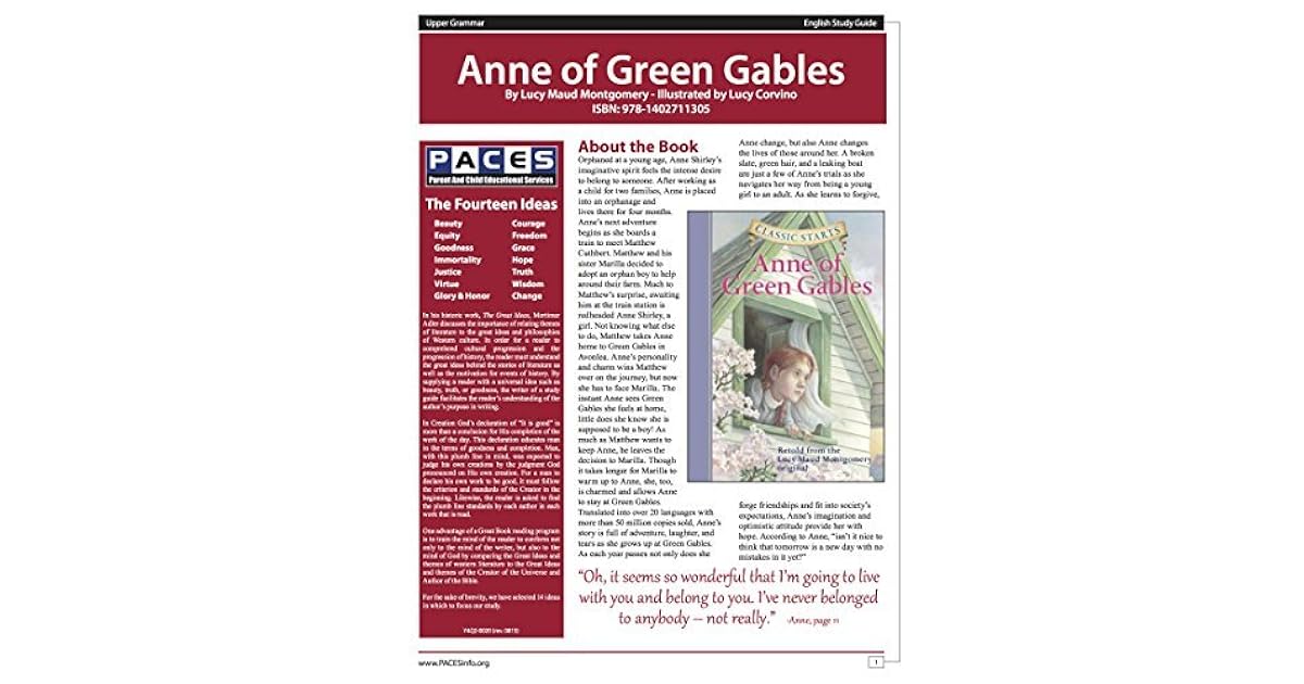 Anne of Green Gables Classic Starts Study Guide by Nicole Watson