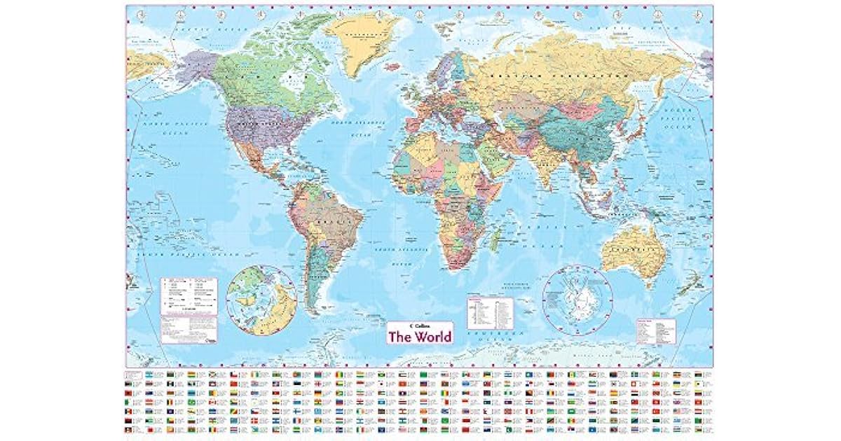 Collins World Wall Paper Map by Collins
