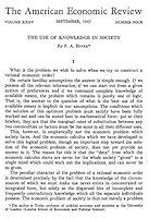 The Use of Knowledge in Society by Friedrich A. Hayek