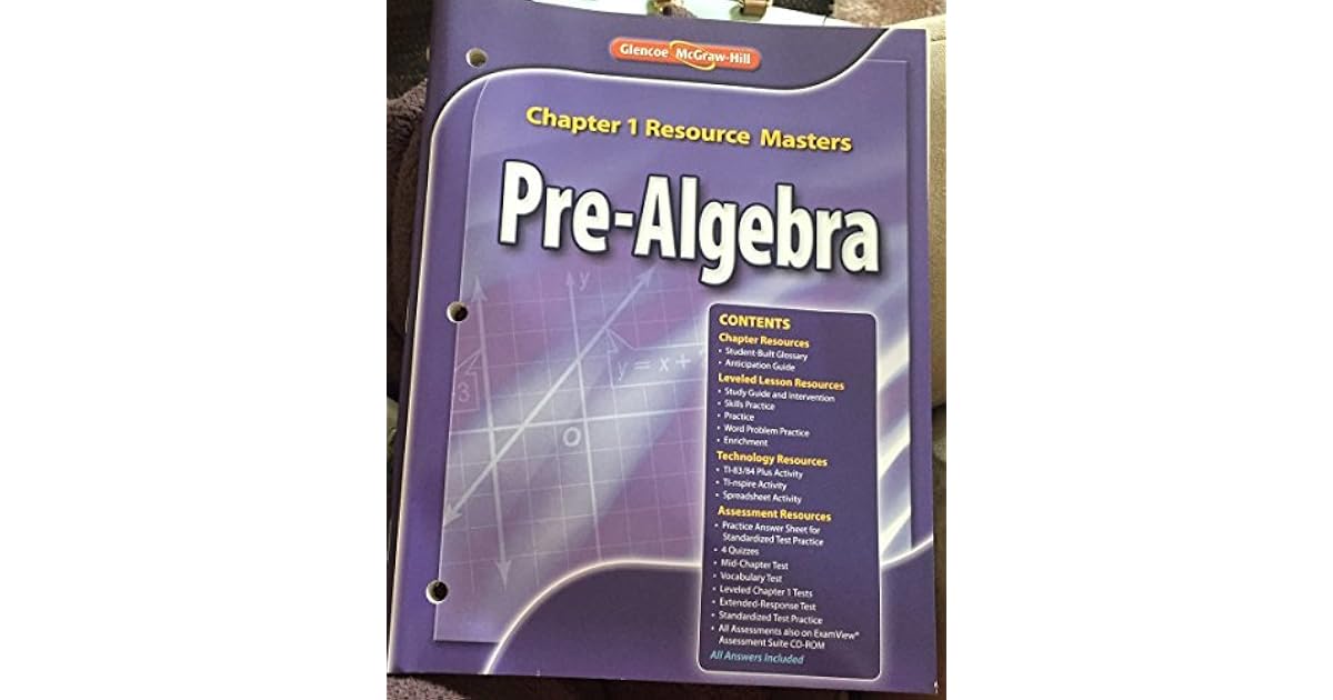 Glencoe Pre Algebra Chapter 1 Resource Masters By Glencoe Pre Algebra