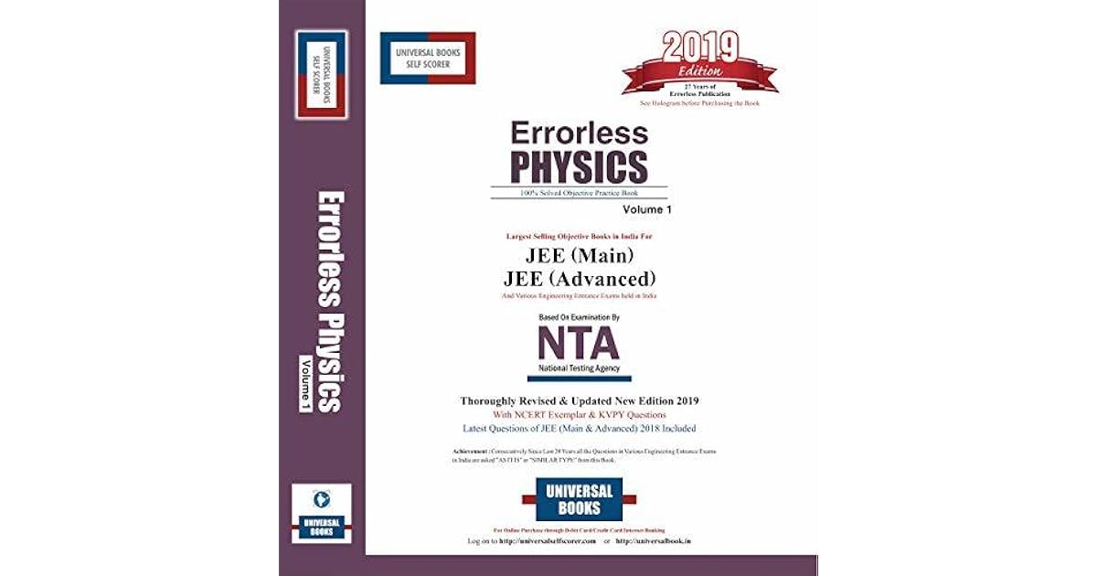 "NEW ERRORLESS PHYSICS IIT JEE (Set of 2 Volumes), NTA 2019 by ...