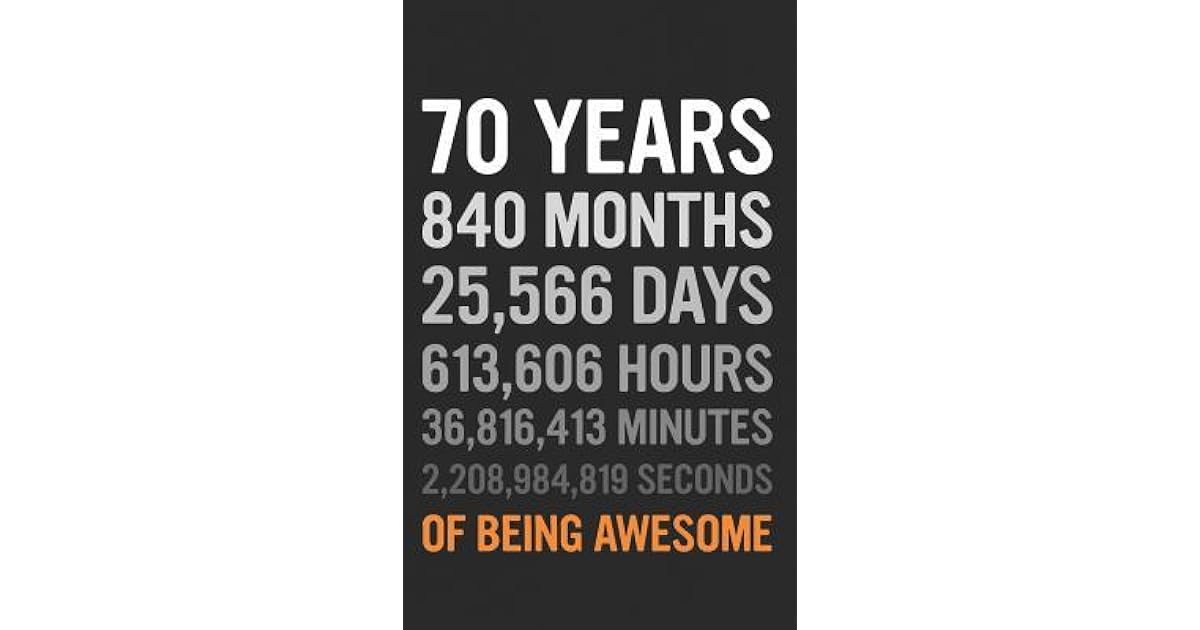 70 Years 70th Birthday Gift 70 Seventy Years Old Months Days Hours