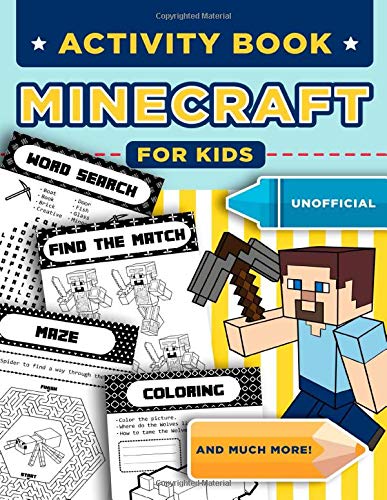 Minecraft Activity Book For Kids: Word Search, Find the Match, Maze ...