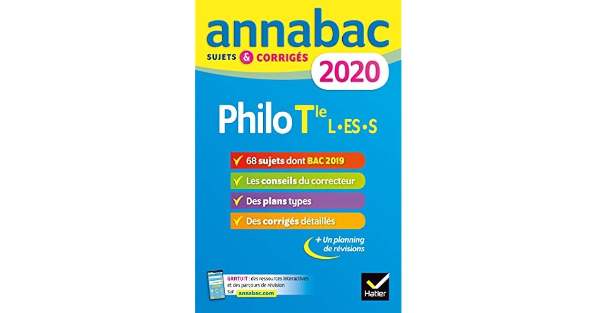 Annales Annabac 2020 Philosophie Tle L, ES, S : sujets et corrigés du ...
