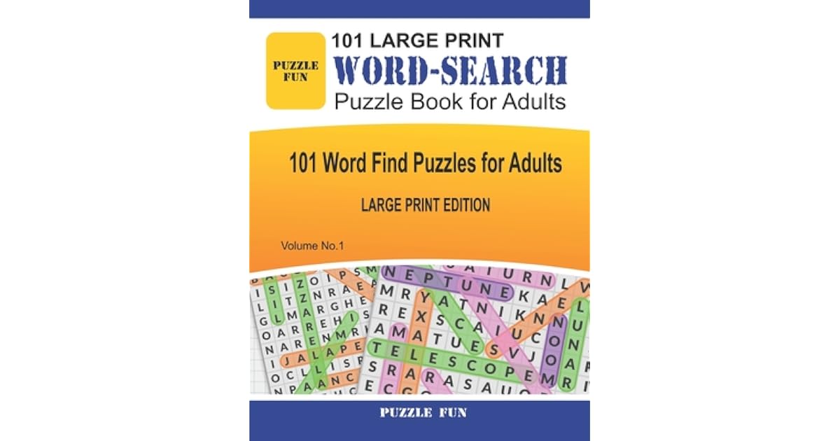 101 Large Print Word Search Puzzle Book For Adults - Large Print ...