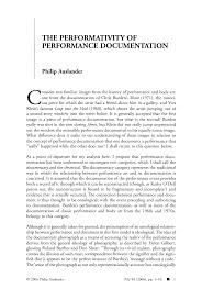 The Performativity of Performance Documentation by Philip Auslander