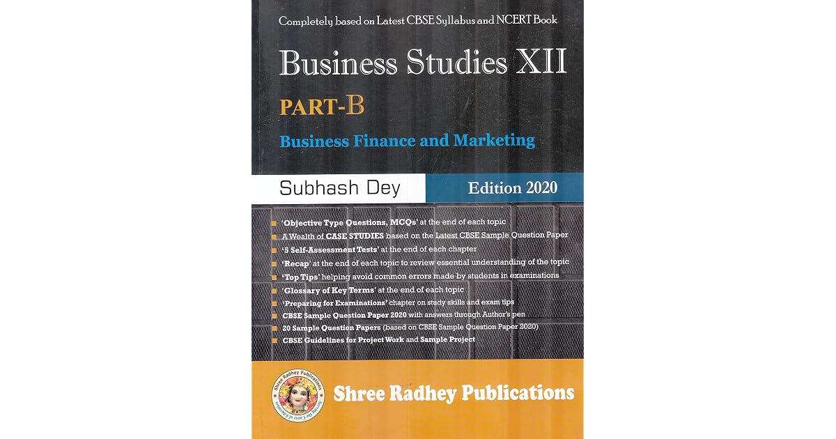 Business Studies for Class 12 (Part-B) Business Finance and Marketing ...