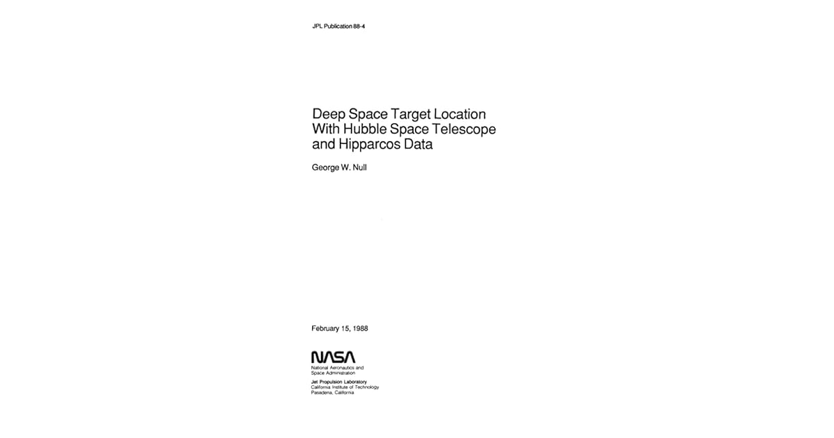 Deep Space Target Location With Hubble Space Telescope and Hipparcos ...