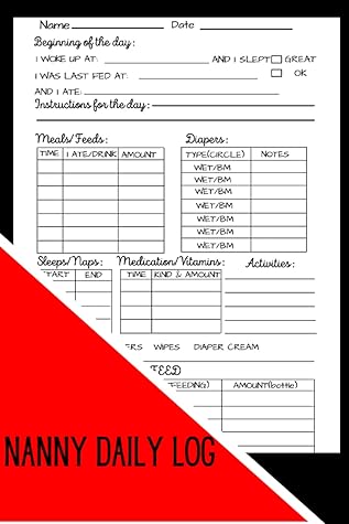Nanny daily log: Infant baby or toddler logbook or tracker, nanny ...
