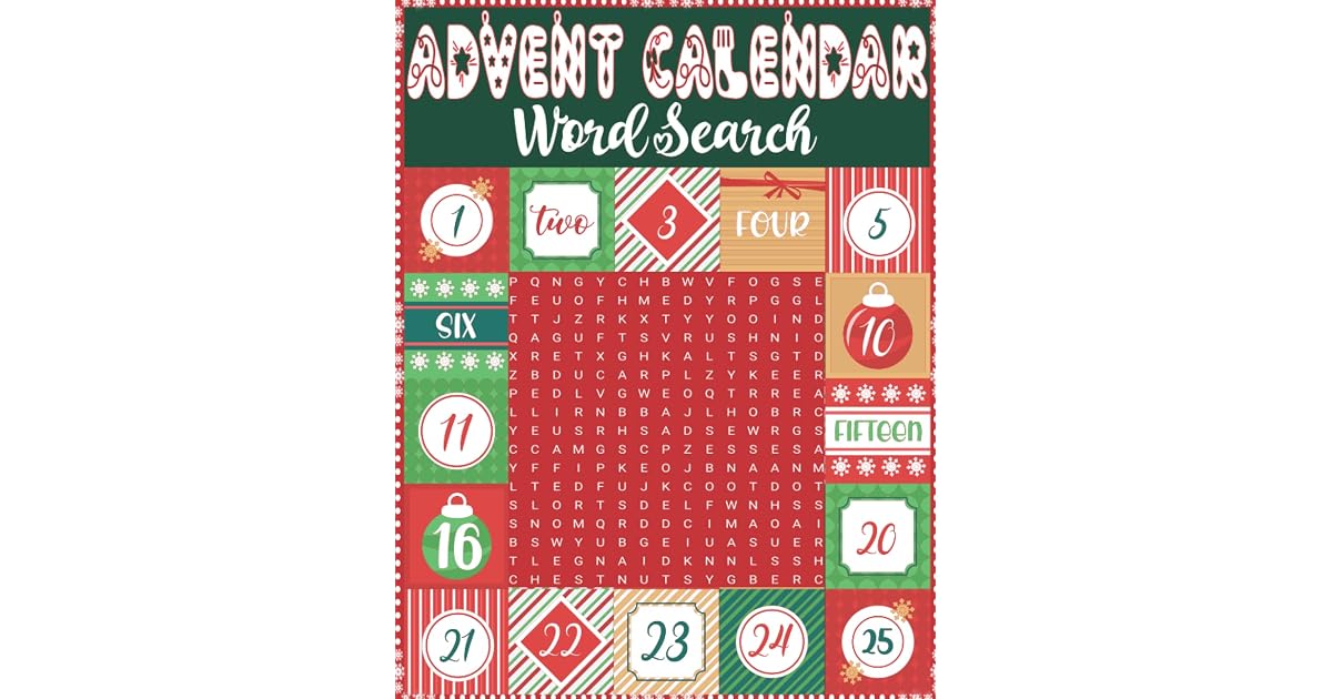Advent Calendar Word Search: Christmas Countdown Large Print Activity ...