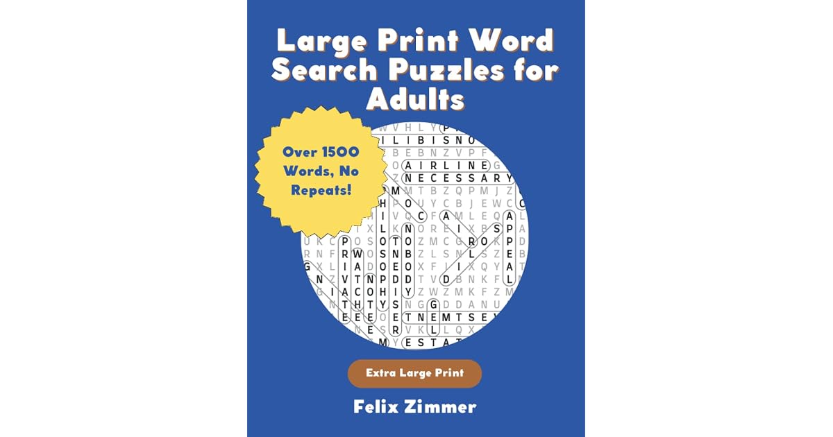 Large Print Word Search Puzzles For Adults Easy To Read 1500 Words