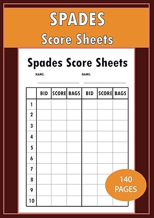 Spades Score Sheets: Scorebook, Score Pad, Party Scoreboard for Card ...