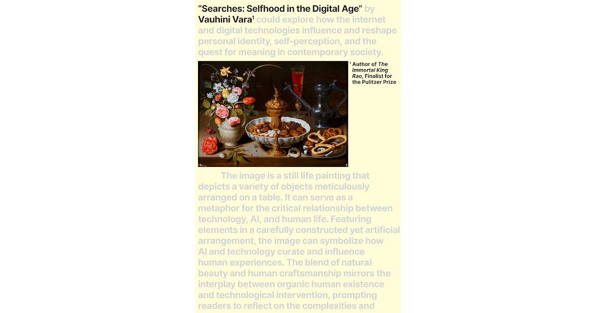 Book giveaway for Searches: Selfhood in the Digital Age by Vauhini Vara ...