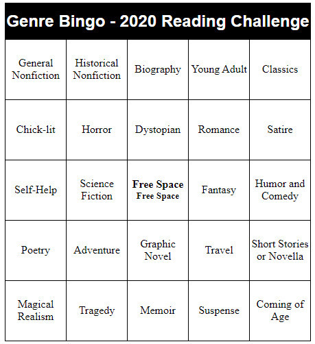 2021 Reading Challenge - ARCHIVE: Yearly Challenges: Genre Bingo - 2020 ...